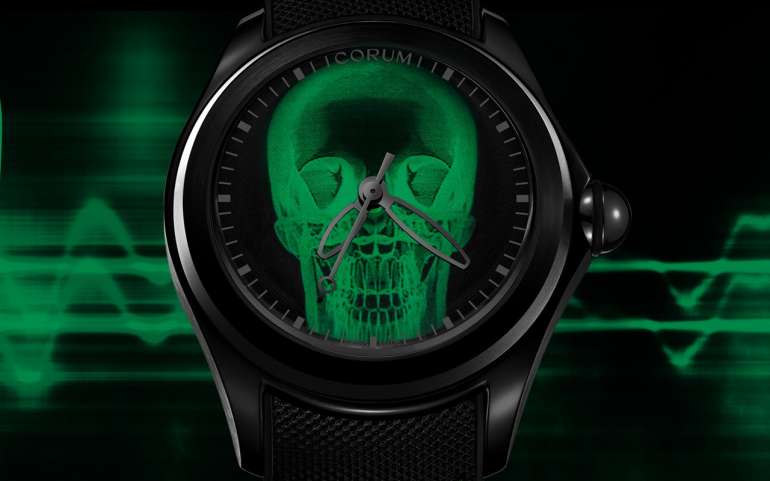 Corum Bubble X-Ray watch with glowing skull dial makes bold impression ...