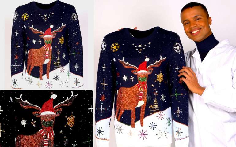 Most expensive Christmas sweater studded with diamonds, woven in gold ...