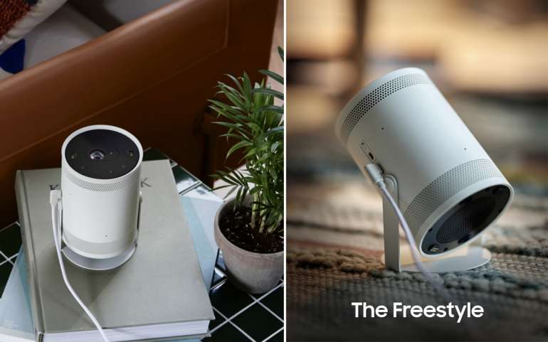 Samsung Freestyle portable projector cradles 180-degrees to project HD ...