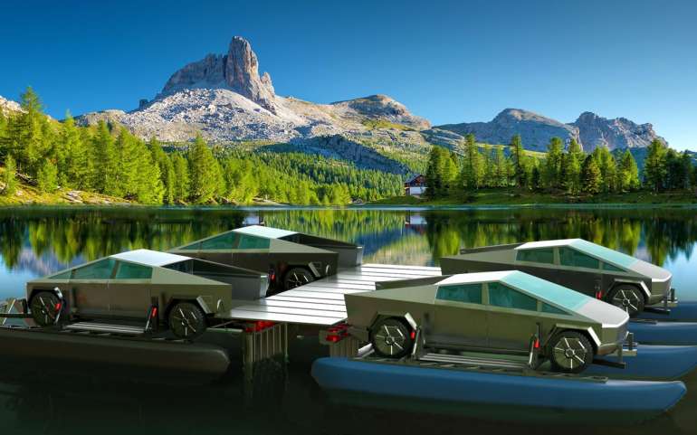 Cybercat kit transforms Cybertruck into a capable catamaran - Daily Luxury
